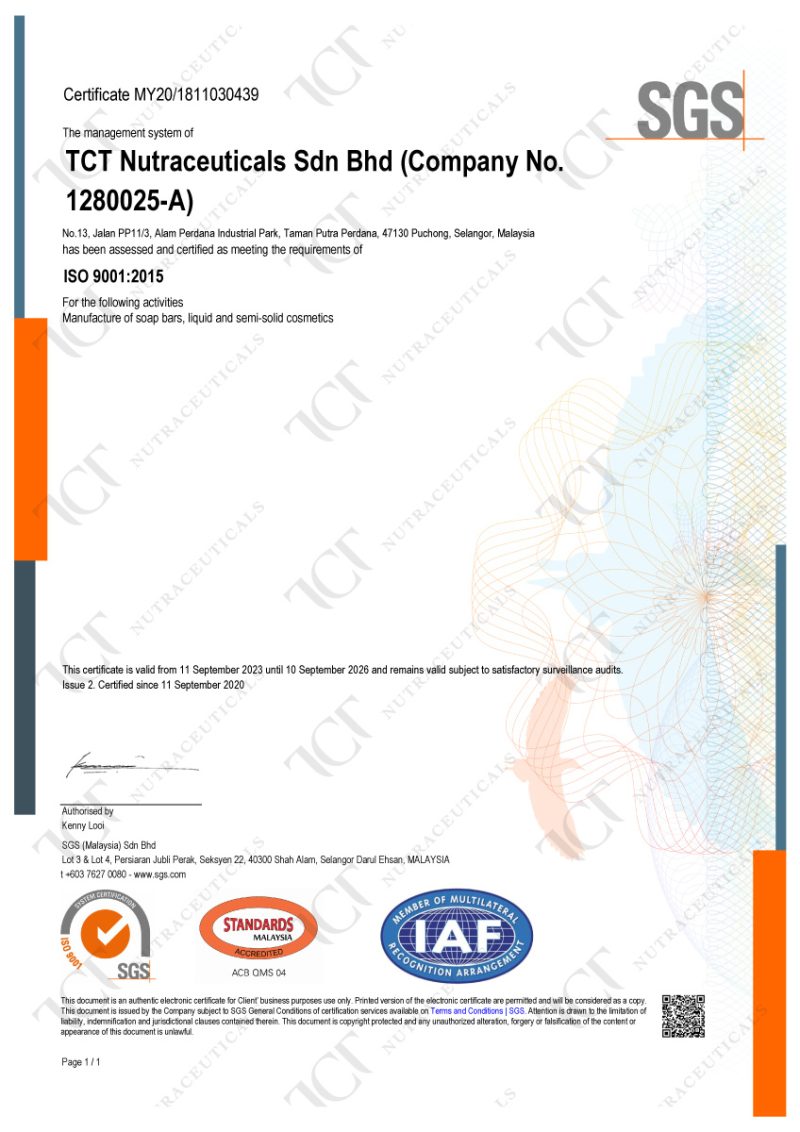 CERTIFICATE - Private Label OEM/ODM Cosmetic Manufacturing
